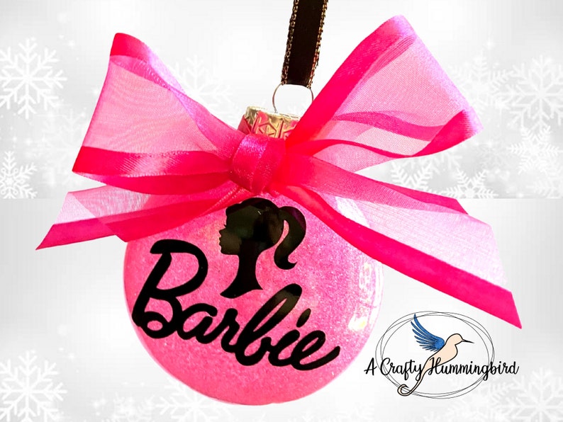 Christmas Pink Doll Ornament Personalized Barbie Glitter - Etsy