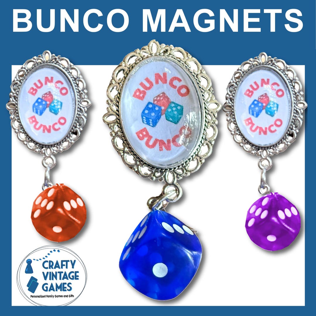 Bunco Game Night Magnet Party Favors, Set of 3, Dice Magnets, Bunco ...