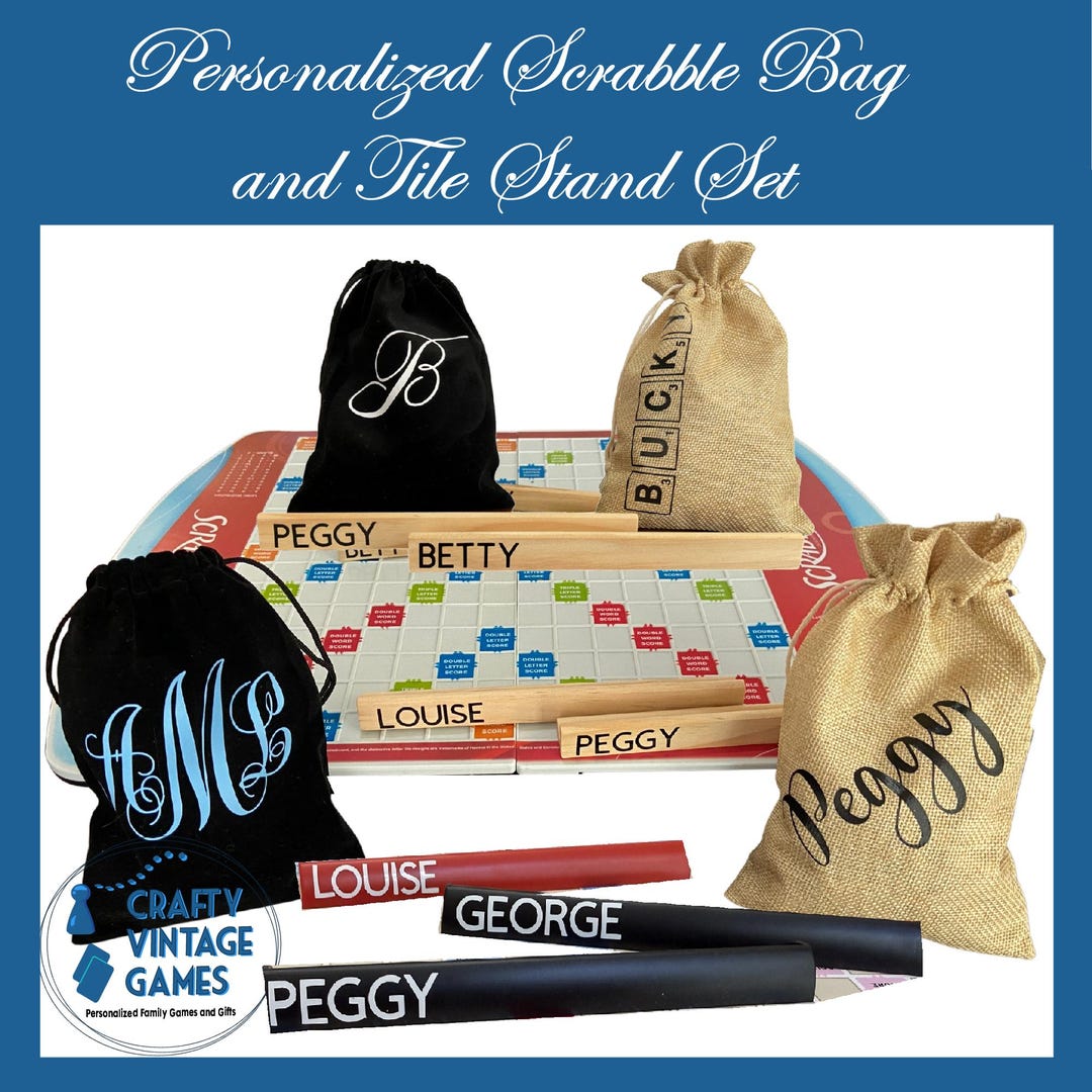 Personalized Scrabble Bag Tile Holder, Monogram Drawstring Bag With ...