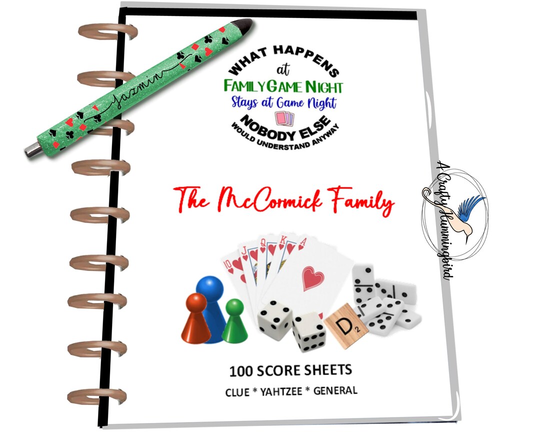 Family Game Night Score Book, Yahtzee Score Sheets, Personalized ...