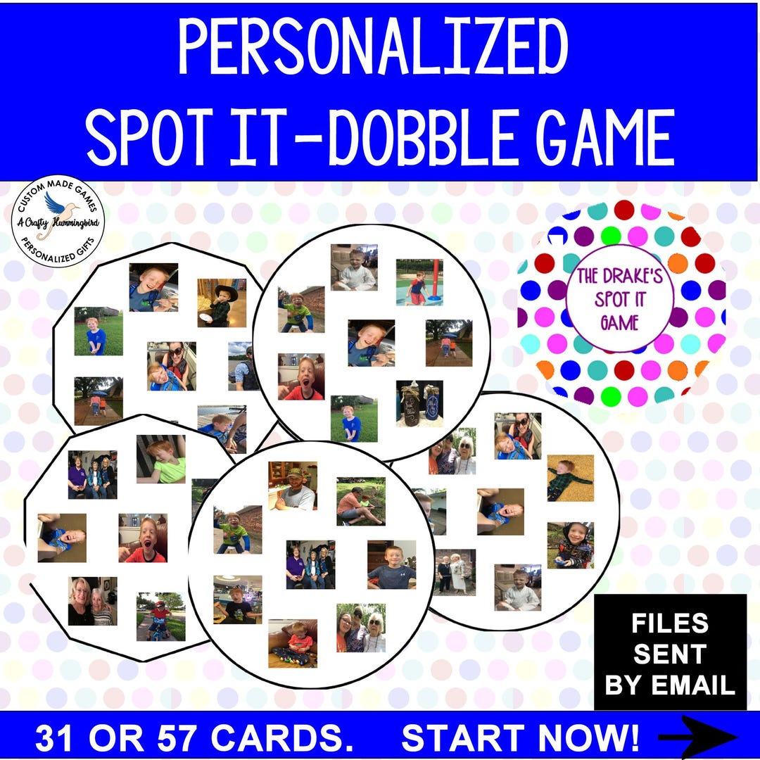 Personalized Spot It Game, Dobble, Seek It, Family Game Night, Birthday ...