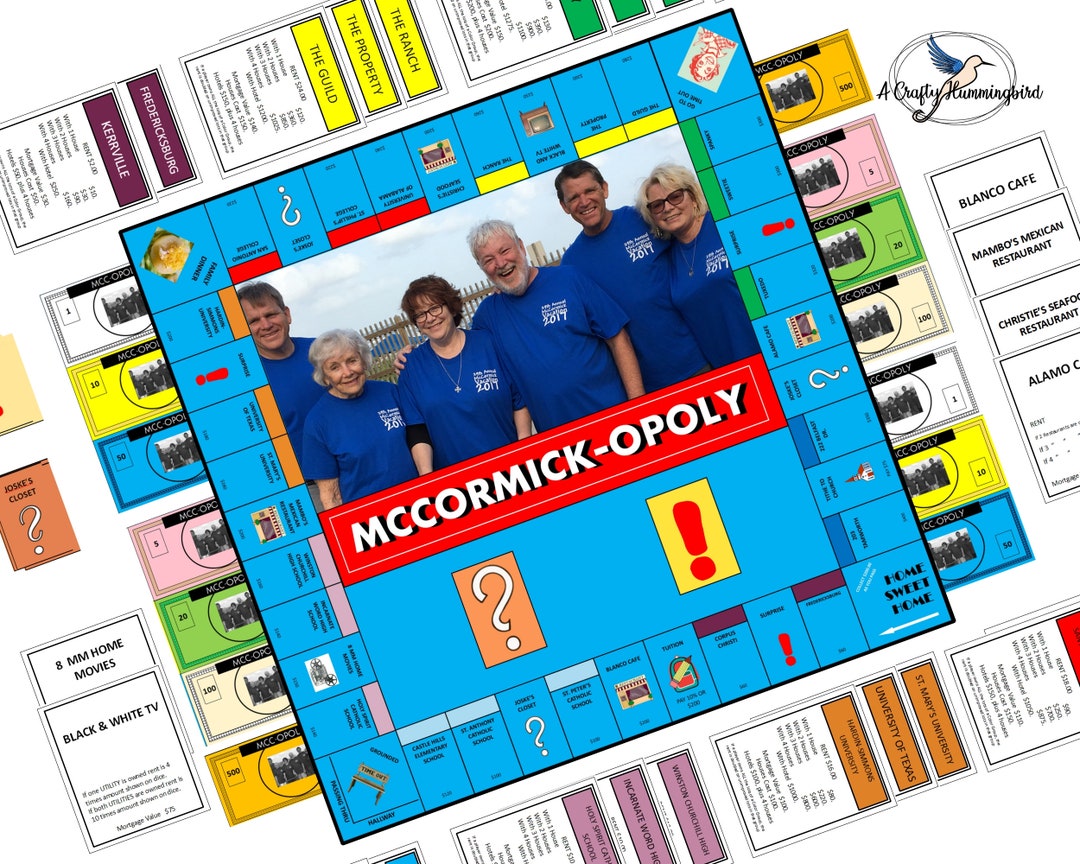 Custom Monopoly Board Game, Personalized Game Pieces, Complete Your ...