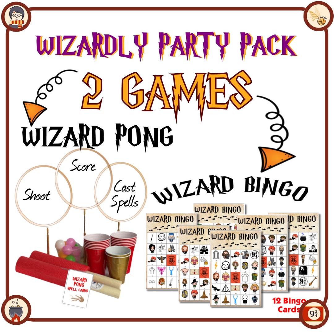 Wizard Party Pack, Wizard Pong, Wizard Bingo, Potter Birthday Party ...