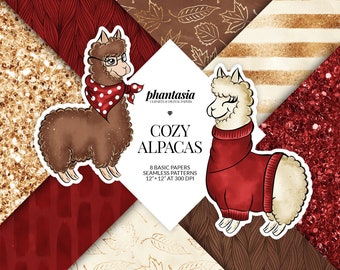 Alpaca Cliparts Cozy Alpacas Autumn Watercolor Autumn | Etsy