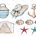 Nautical Watercolor Cliparts Summer Clipart Sailor Clipart | Etsy