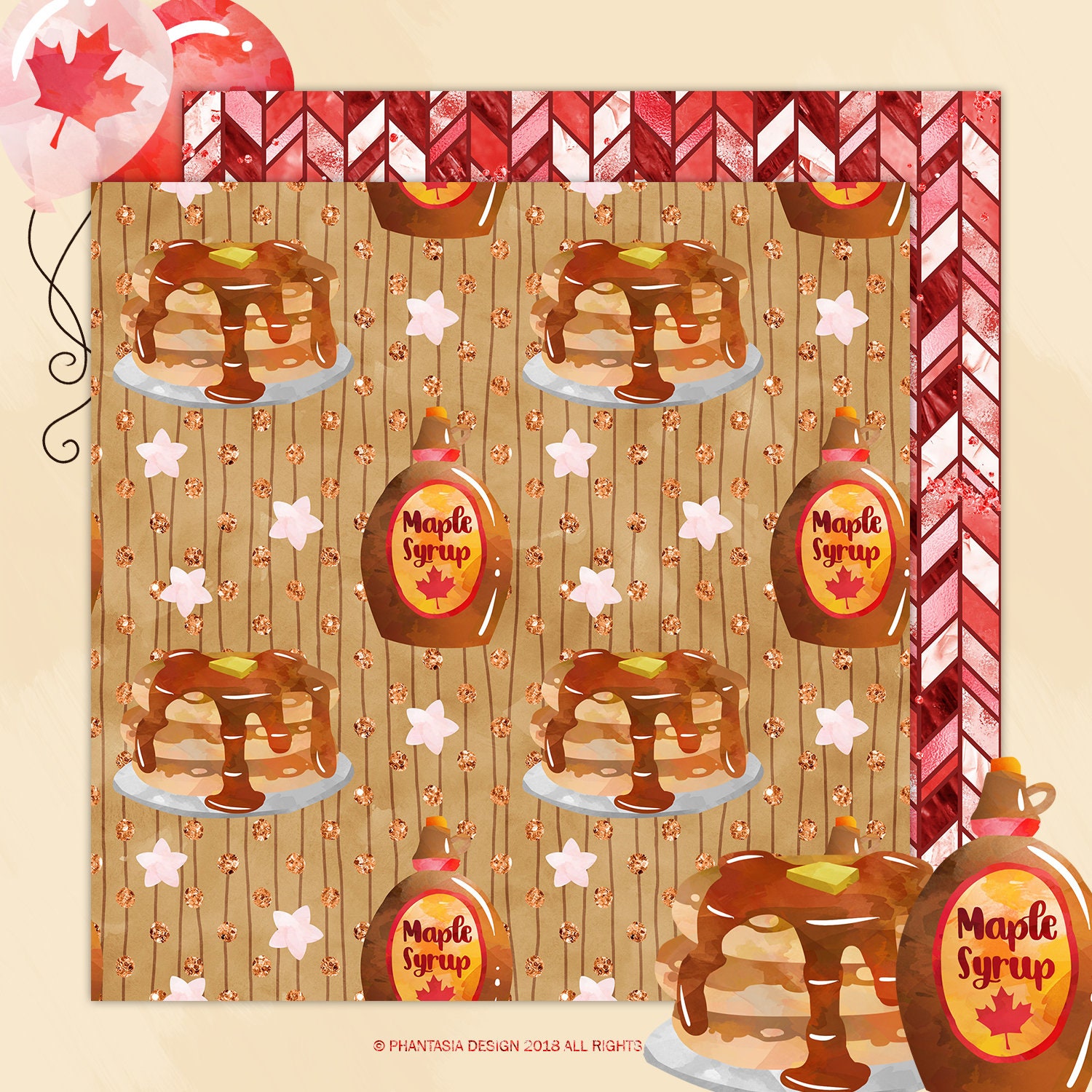 Canada Day Digital Papers, Canadian Pattern, Canada Planner, Maple ...