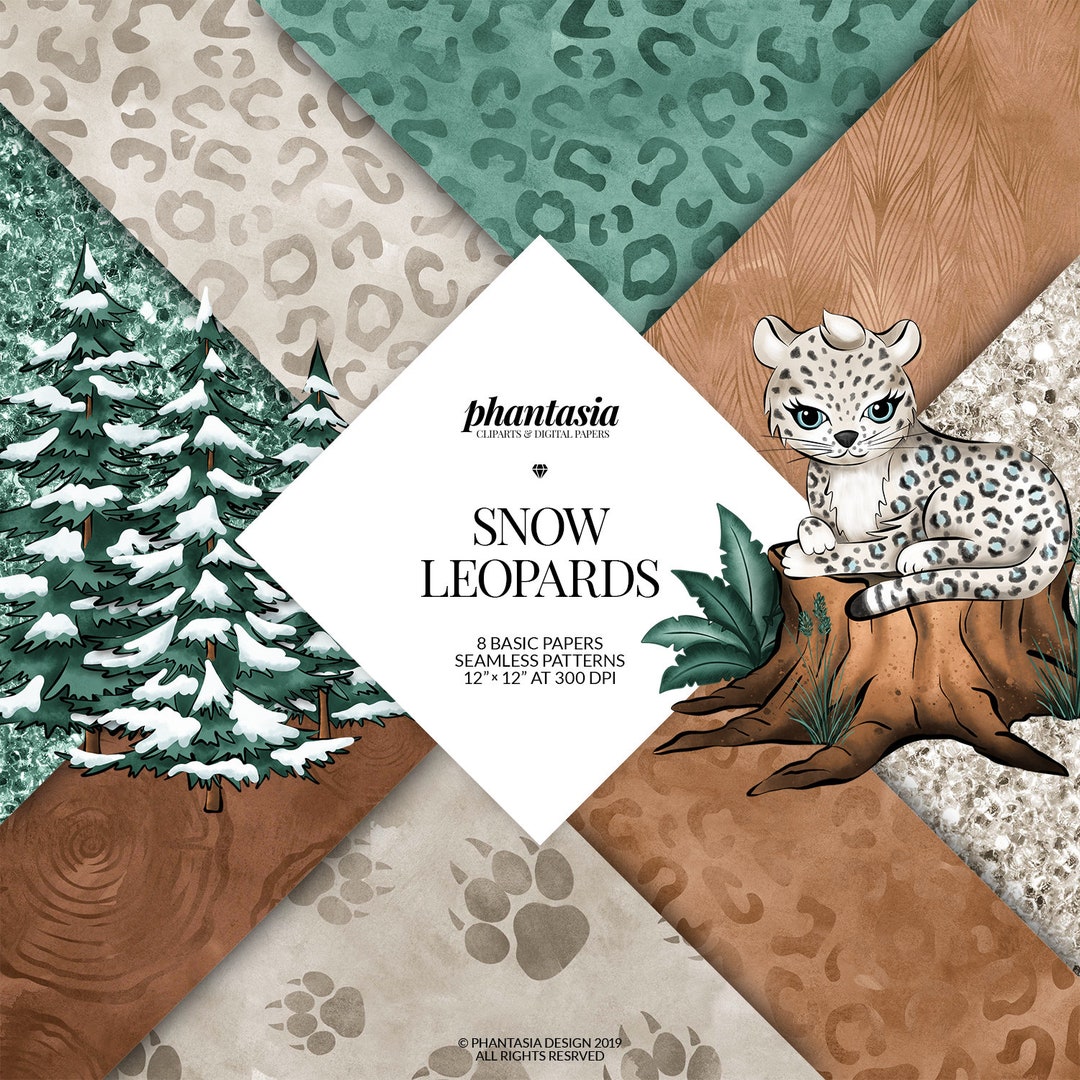 Snow Leopards Basic Papers, Seamless Patterns, Surface Patterns, Winter ...