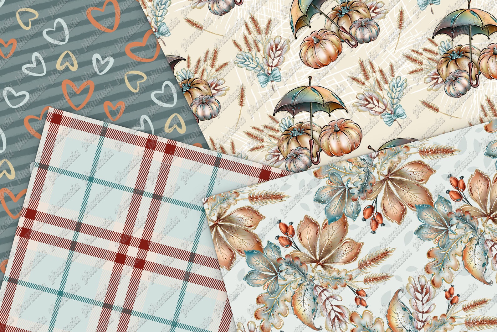 Fall Digital Paper Autumn Pattern Seamless Pattern Fall | Etsy