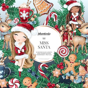 Christmas Watercolor Clipart, Christmas Dolls, Cute Christmas, Miss ...