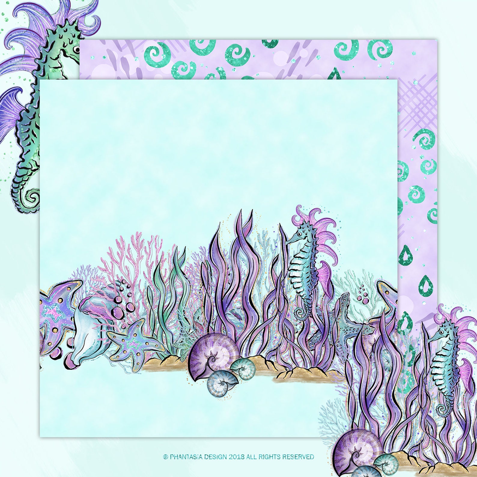 Mermaid Digital Paper, Summer Digital Paper, Sealife Digital Papers ...