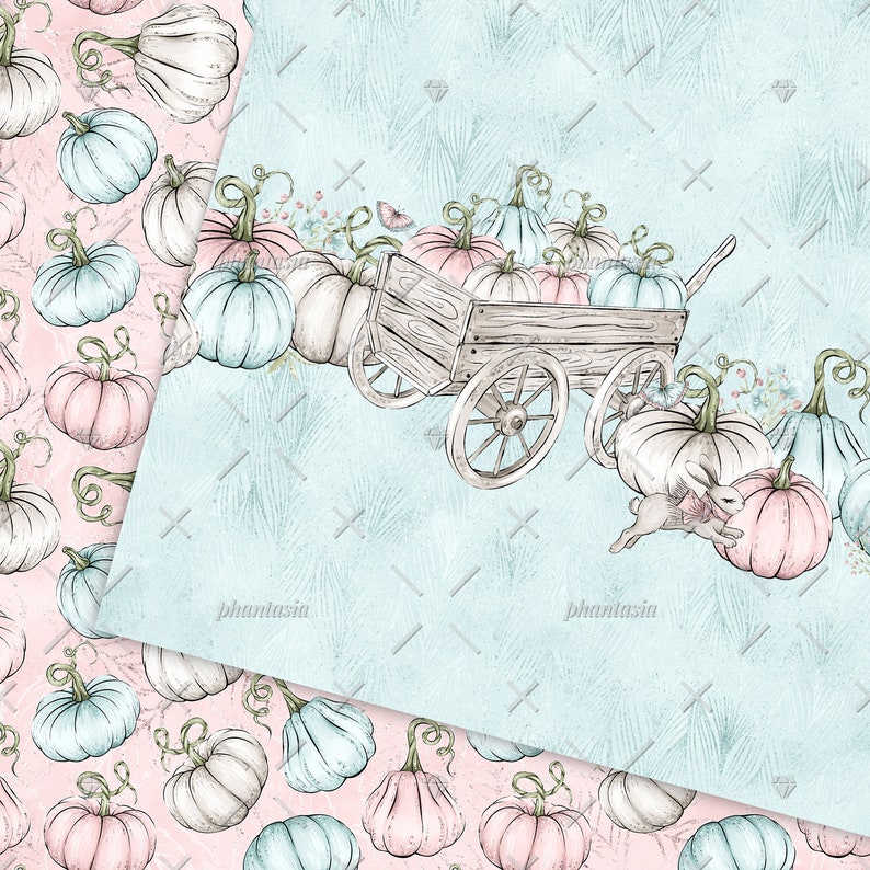Pastel Pumpkins Digital Papers Pumpkin Patterns Fall | Etsy