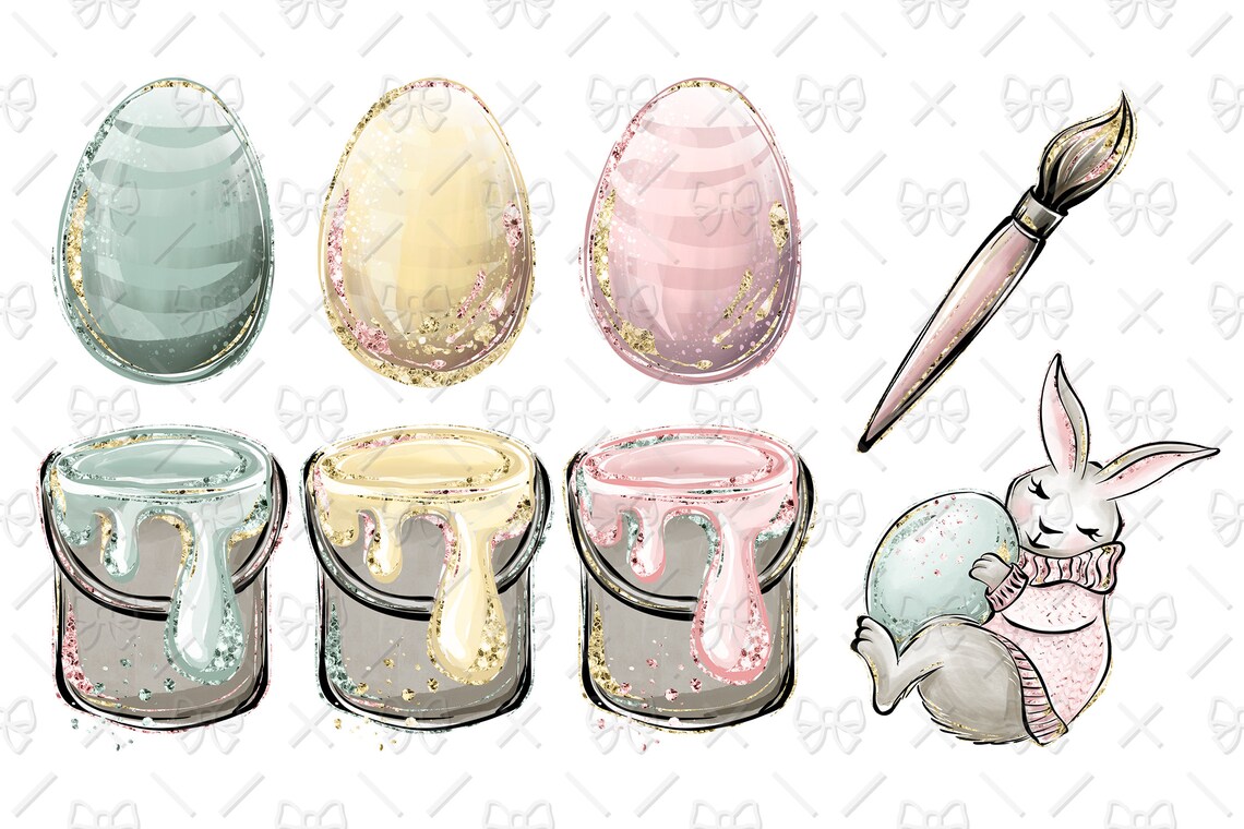 Eggs Painting Watercolor Cliparts Spring Clipart Easter - Etsy