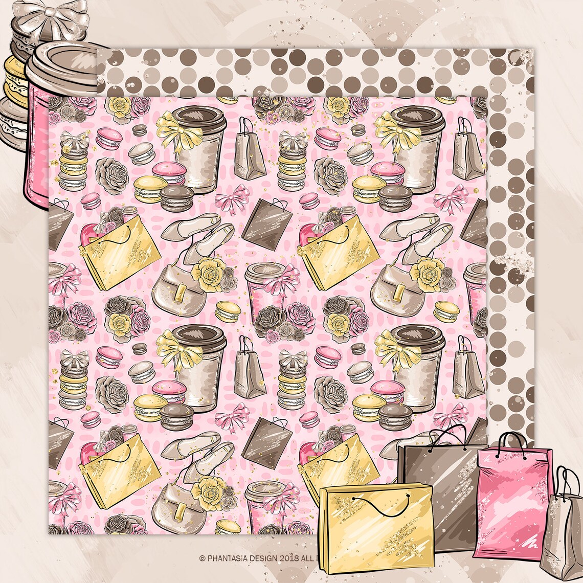 Shopping Digital Paper Pack Spring Digital Paper Shopping | Etsy