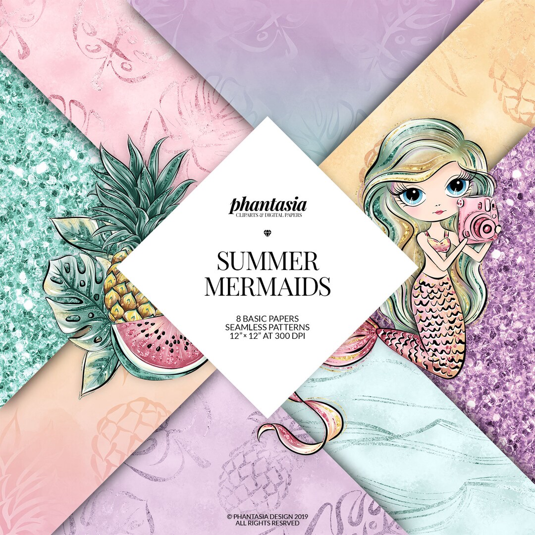 Summer Basic Papers, Digital Papers, Seamless Patterns, Summer Digital ...