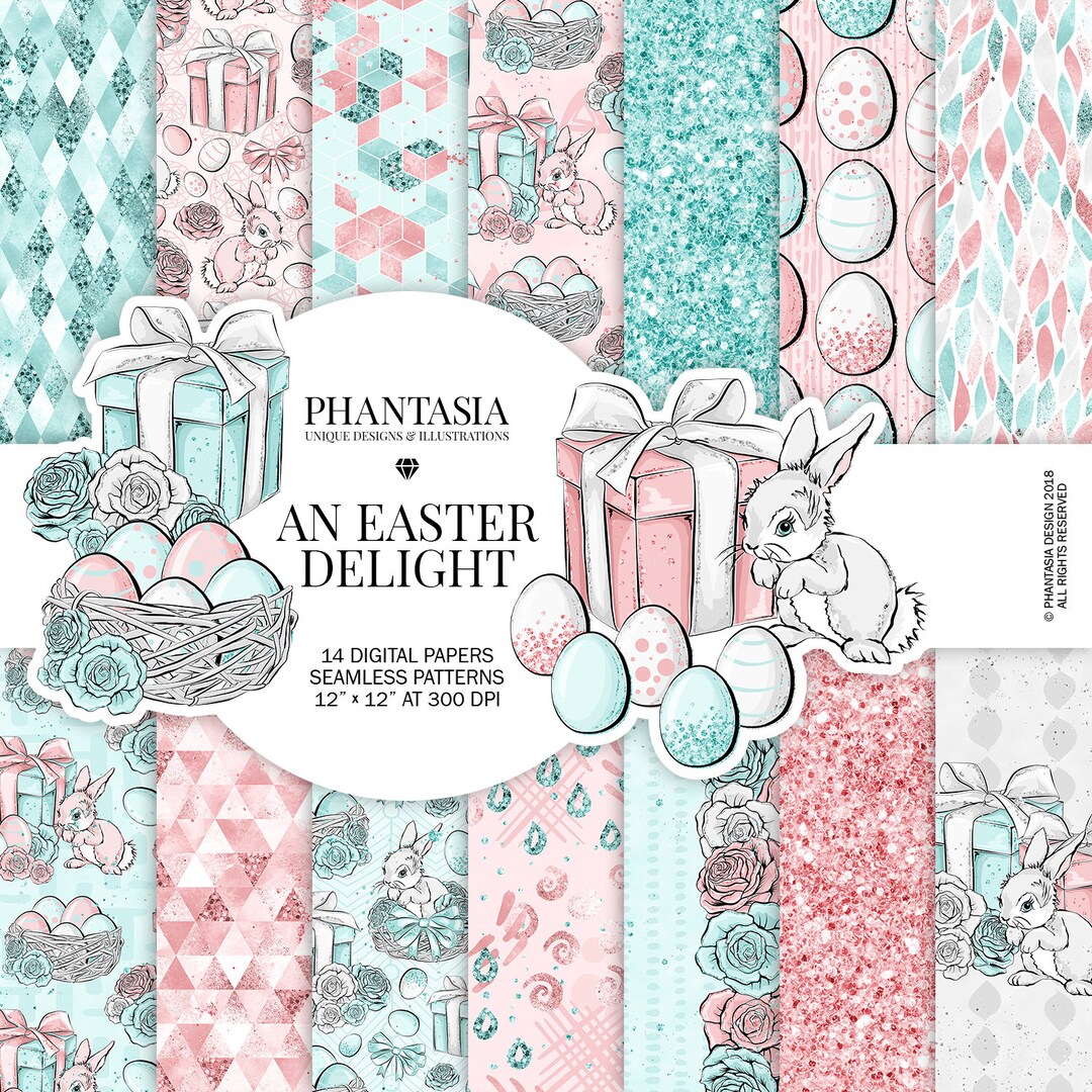 Easter Digital Paper Pack, Chick Digital Paper, Easter Pattern, Spring ...