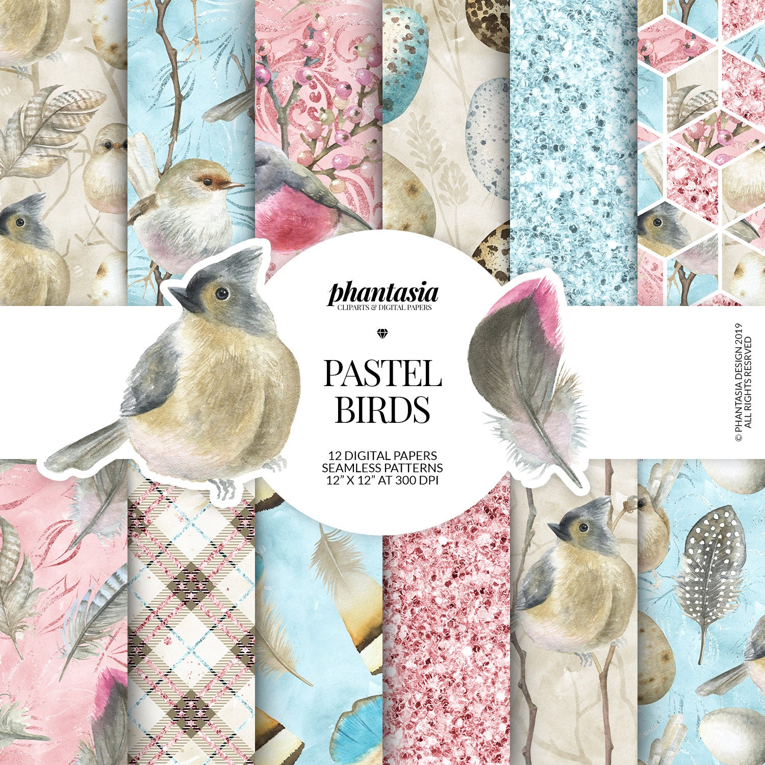 Cute Birds Digital Paper Cute Birds Pattern Hand Drawn - Etsy