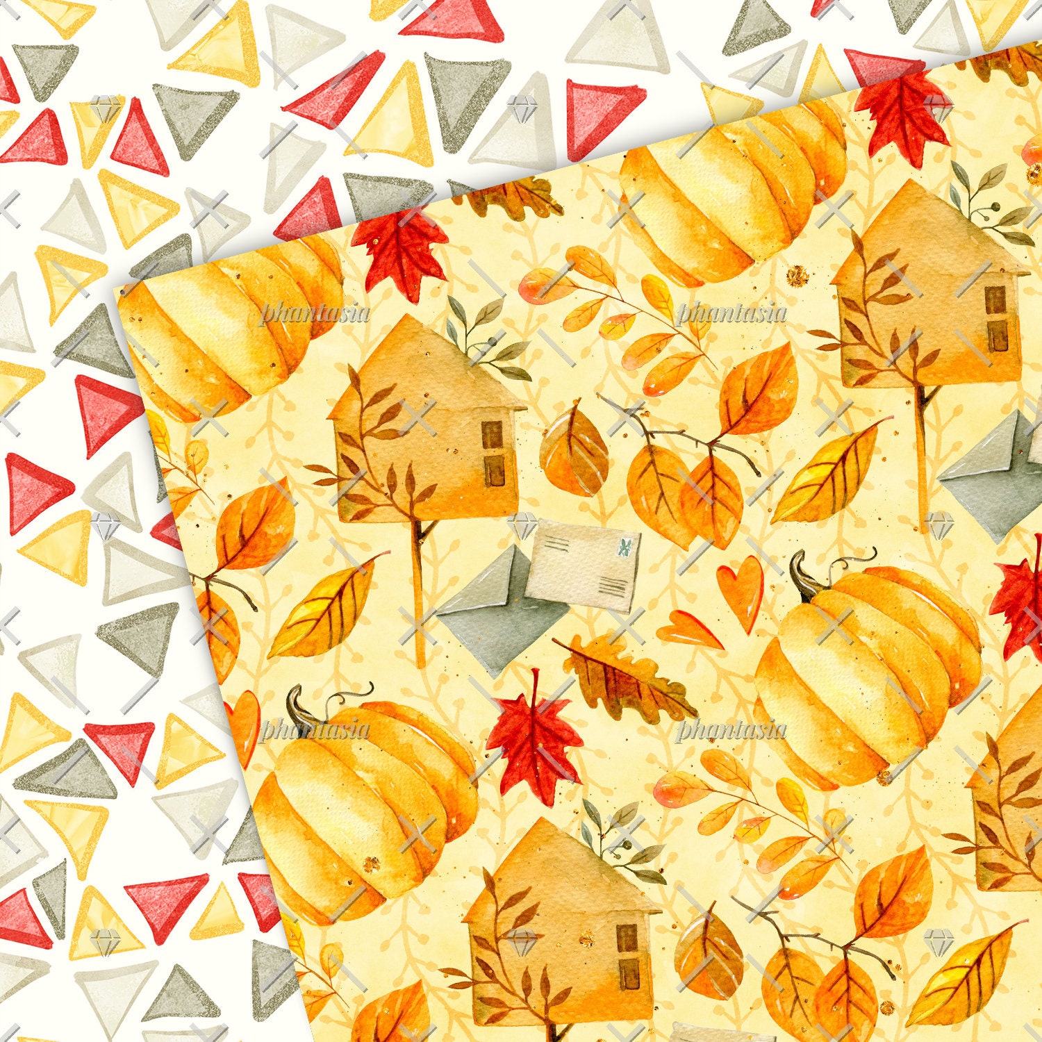 Fall Digital Paper Autumn Patterns Fall Seamless Forest | Etsy