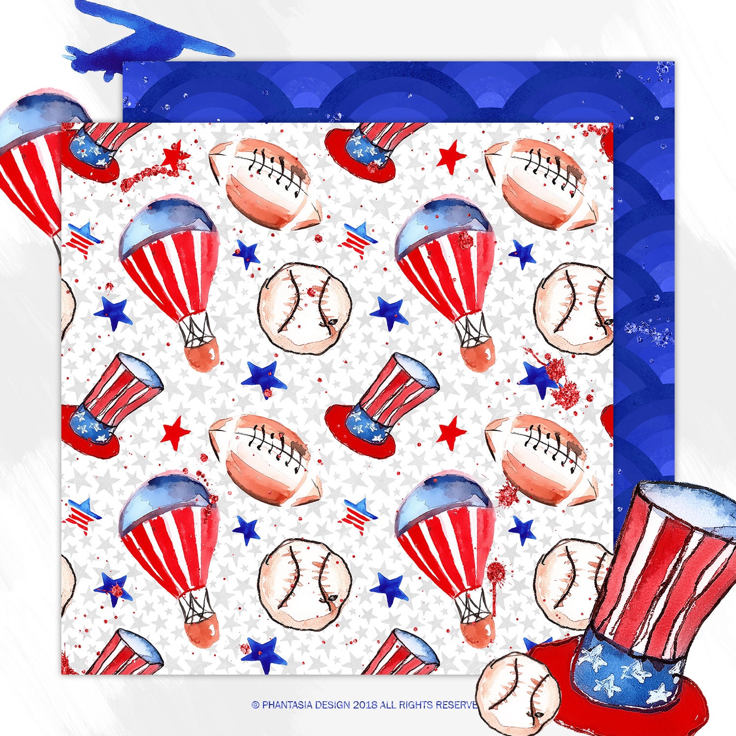 American Digital Paper Independence Day Fourth of July July - Etsy