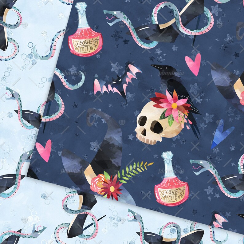 Witch Digital Papers Halloween Digital Halloween Witch - Etsy