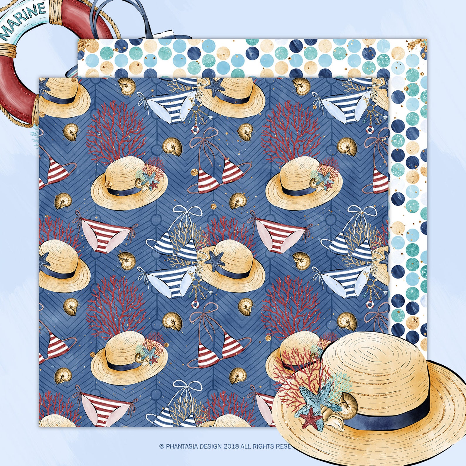 Nautical Digital Paper Cruise Vacation Chic Nautical | Etsy