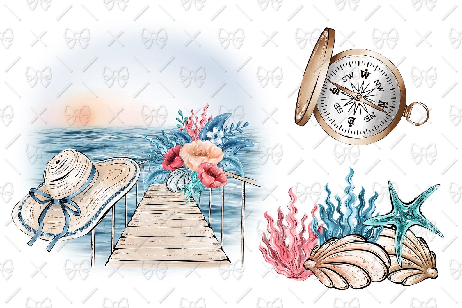 Nautical Watercolor Cliparts Summer Clipart Sailor Clipart - Etsy UK