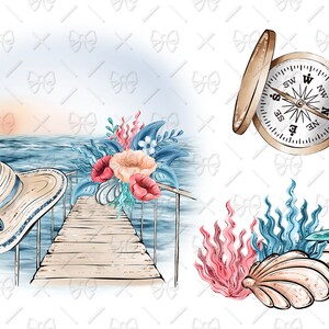 Nautical Watercolor Cliparts, Summer Clipart, Sailor Clipart, Hand ...