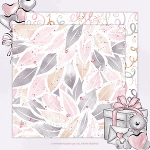 Valentines Day Digital Paper Pack, Teddy Bear, Love Digital Paper, Pink ...