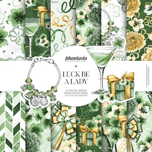 St Patricks Digital Papers, St Patty Pattern, Watercolor Digital Paper ...