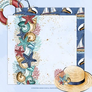 Nautical Digital Paper, Cruise Vacation Chic, Nautical Planner, Summer ...