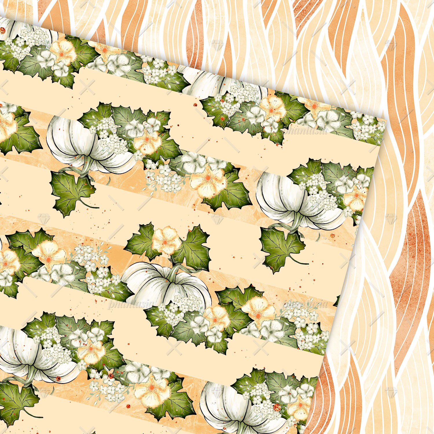 Pumpkins Digital Paper Thanksgiving Digital Papers Seamless | Etsy