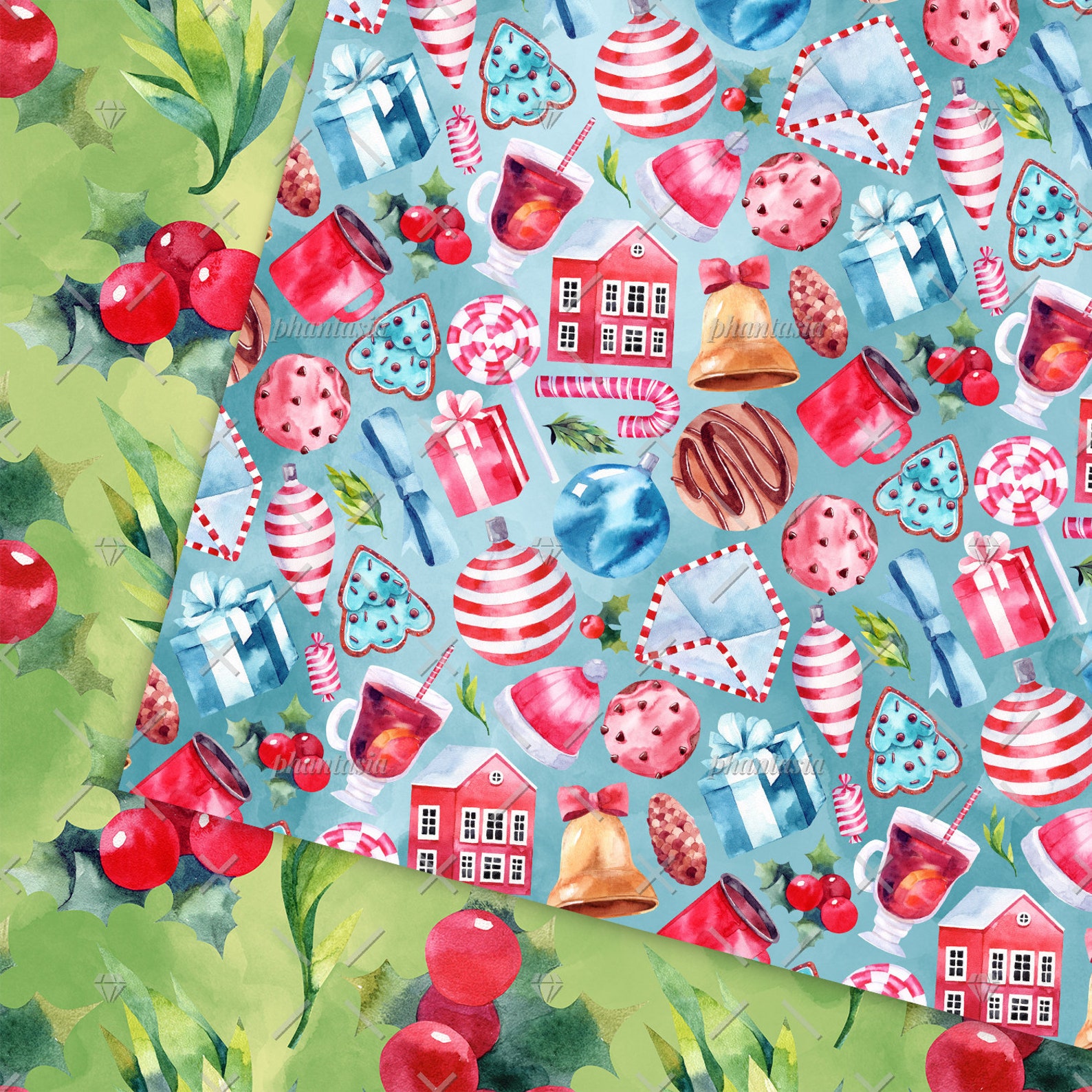 Christmas Digital Paper Whimsical Christmas Winter Digital - Etsy