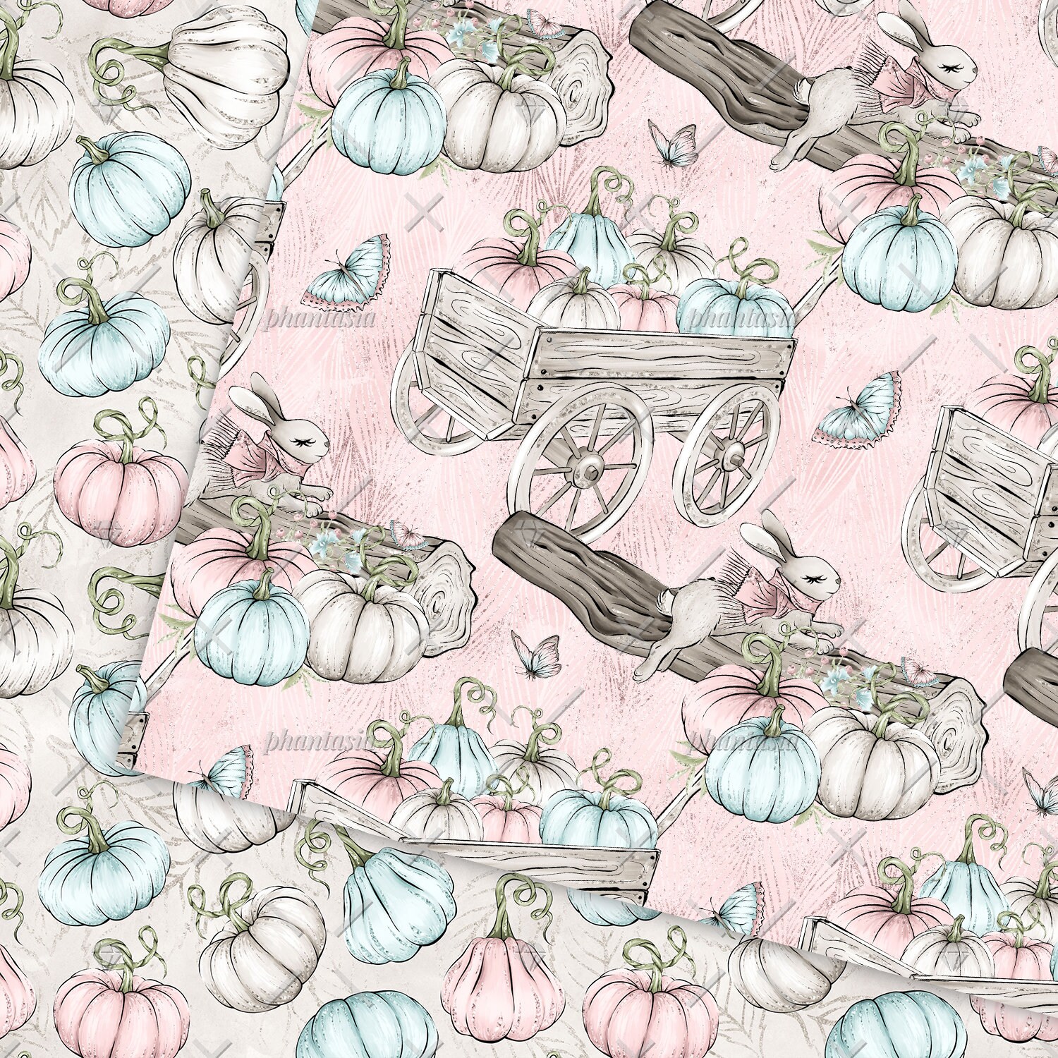 Pastel Pumpkins Digital Papers Pumpkin Patterns Fall - Etsy