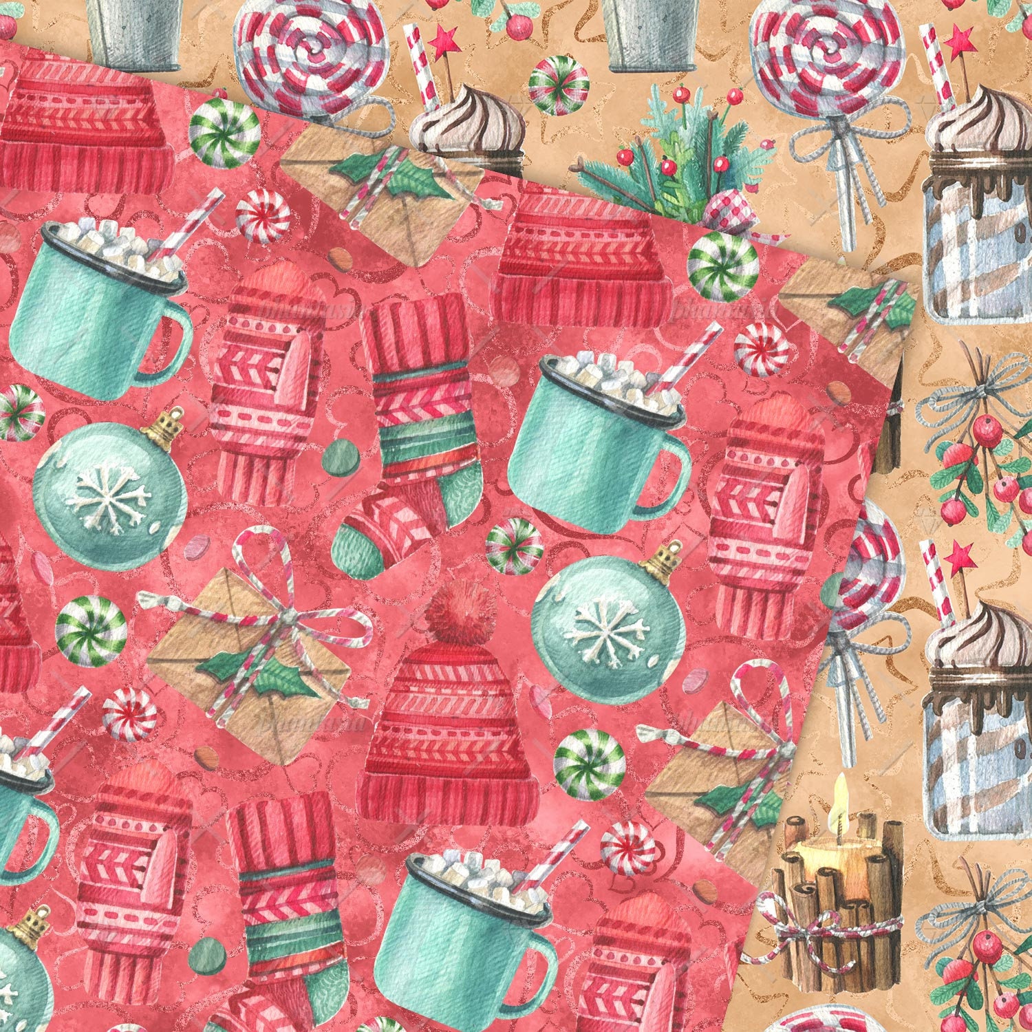 Homey Christmas Digital Paper Christmas Patterns Winter | Etsy