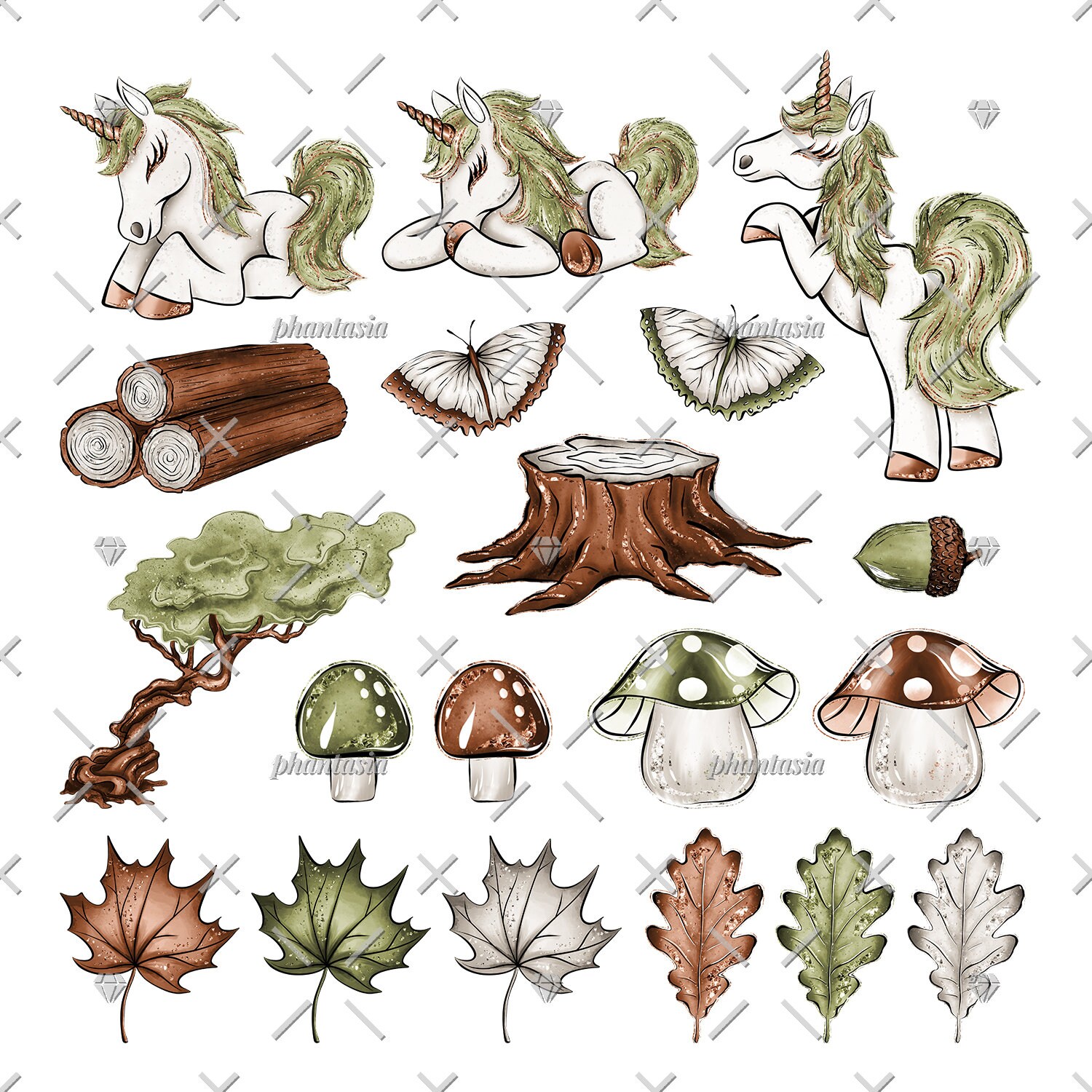 Fall Unicorns Watercolor Clipart Autumn Unicorns Fall - Etsy