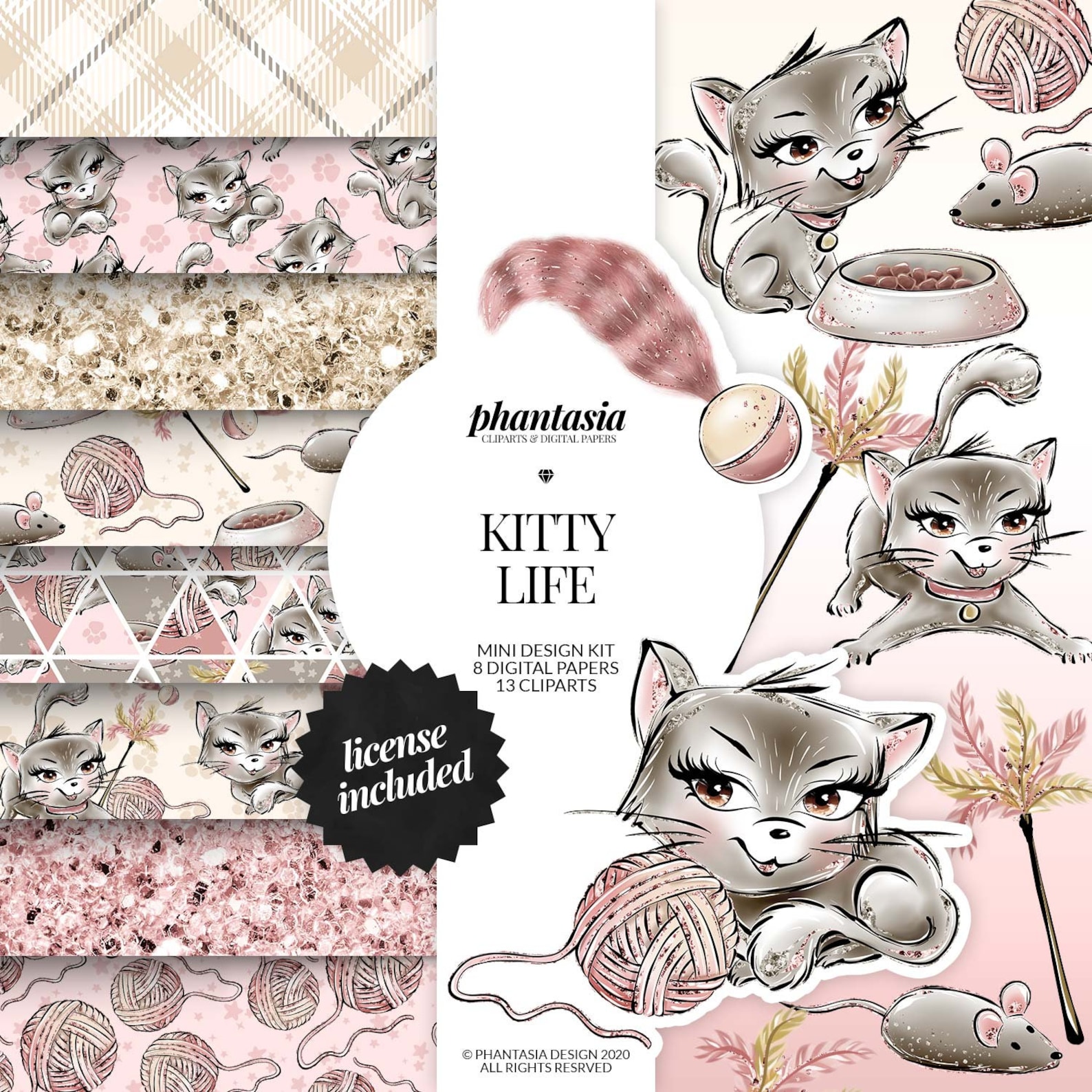 Cat Graphics Bundle Cute Cat Cat Clipart Kitty Clipart Cat | Etsy