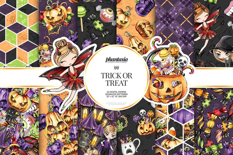 Halloween Digital Papers, Halloween Patterns, Halloween Seamless ...