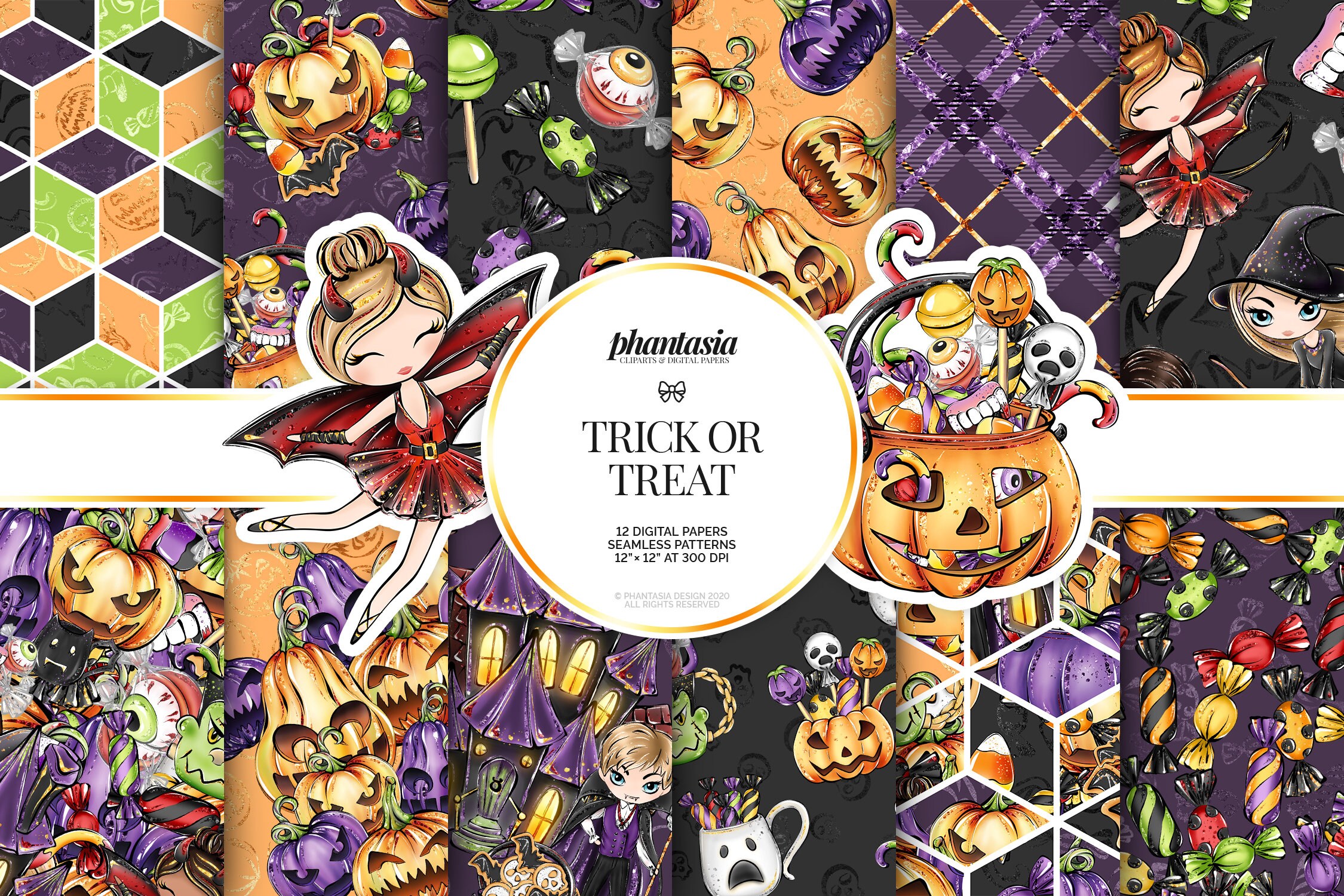 Halloween Digital Papers Halloween Patterns Halloween | Etsy