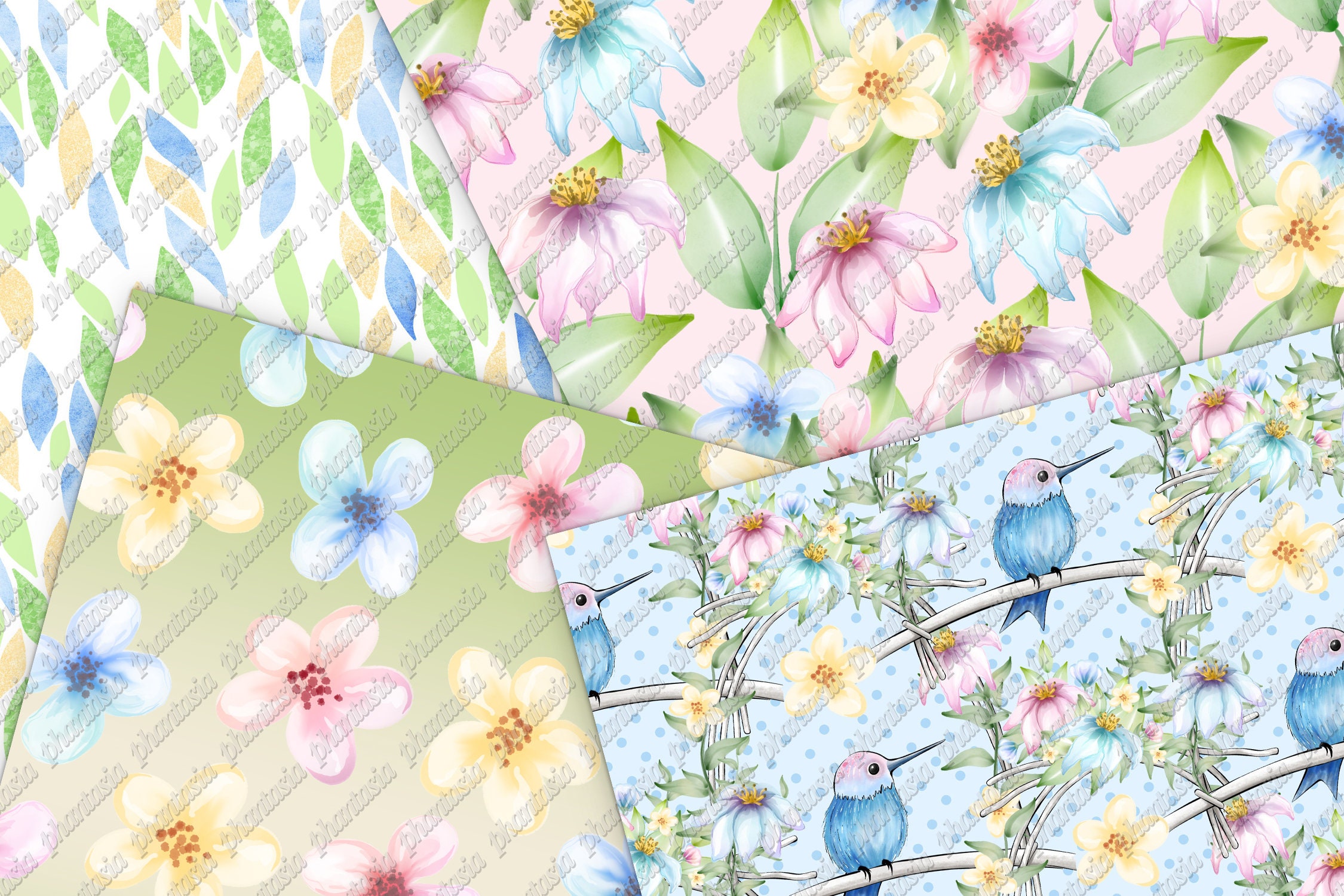 Secret Garden Digital Paper, Garden Background, Seamless Pattern ...