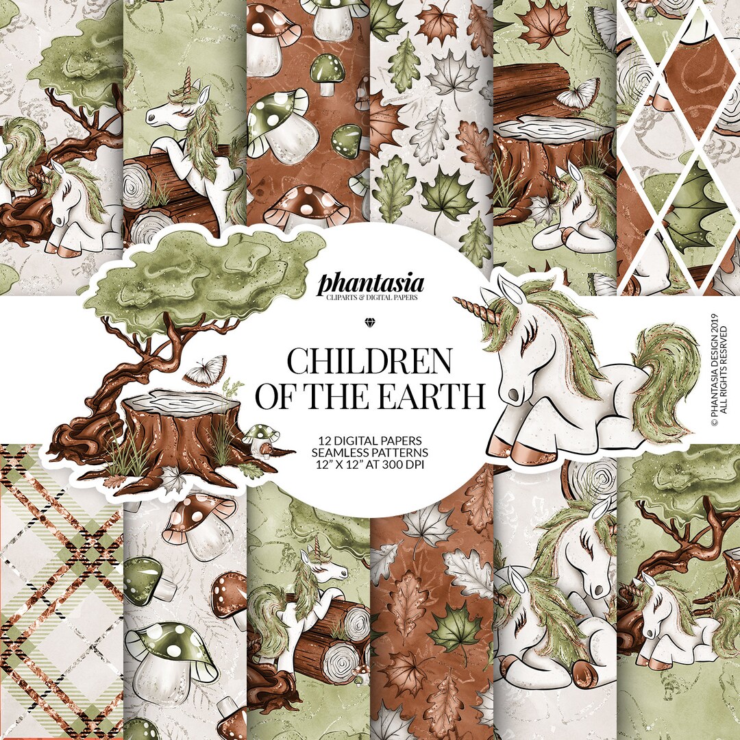 Fall Unicorns Digital Papers, Autumn Unicorns, Fall Digital, Autumn ...