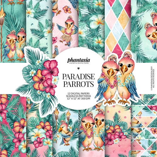 Tropical Digital Paper Summer Digital Exotic Patterns - Etsy