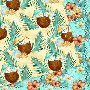 Tropical Island Digital Paper, Surfing Digital Paper, Exotic Digital ...