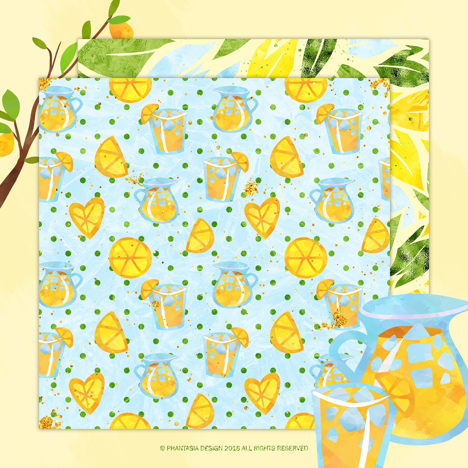 Lemonade Digital Paper Summer Digital Paper Summer Planner | Etsy