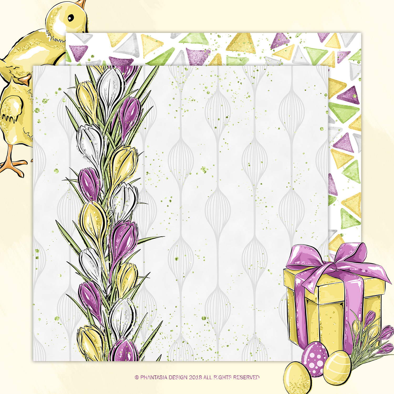 Easter Digital Paper Pack Chick Digital Paper Easter | Etsy