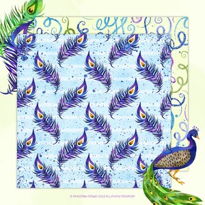 Peacock Digital Paper, Peacocks Clipart, Peacock Planner, Summer ...