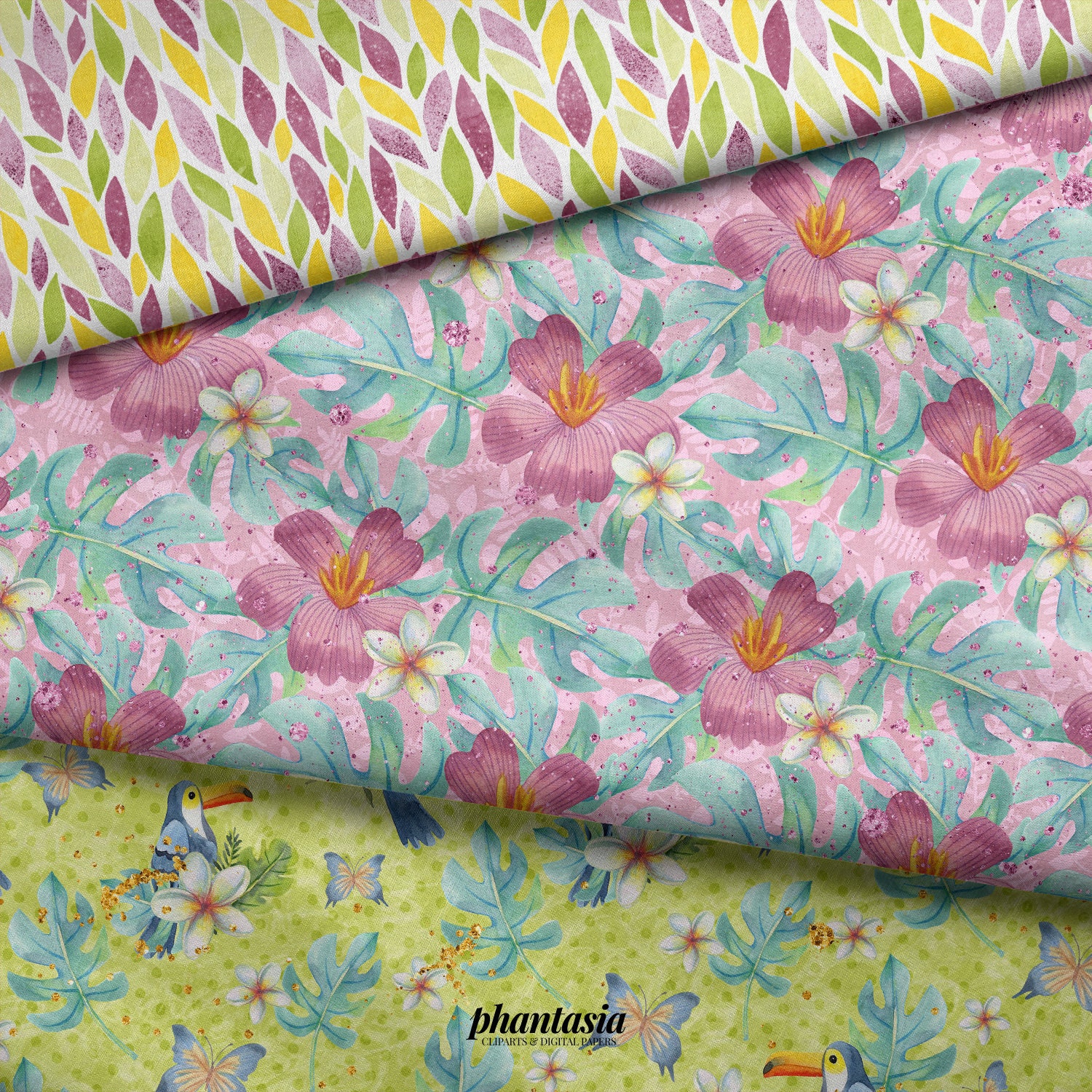 Exotic Birds Digital Papers Exotic Flowers Flowers Digital - Etsy