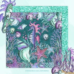 Mermaid Digital Paper, Summer Digital Paper, Sealife Digital Papers ...