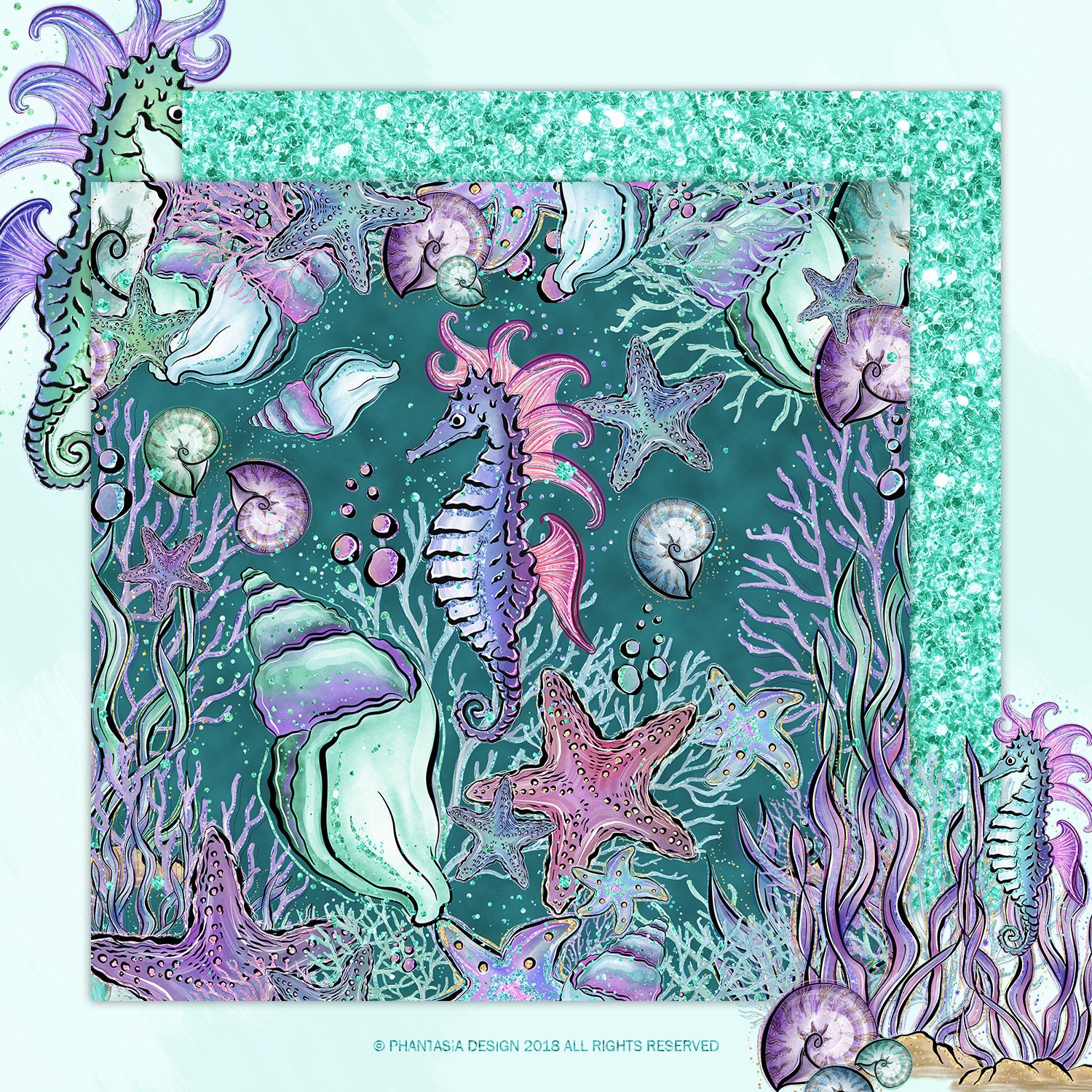 Mermaid Digital Paper, Summer Digital Paper, Sealife Digital Papers ...