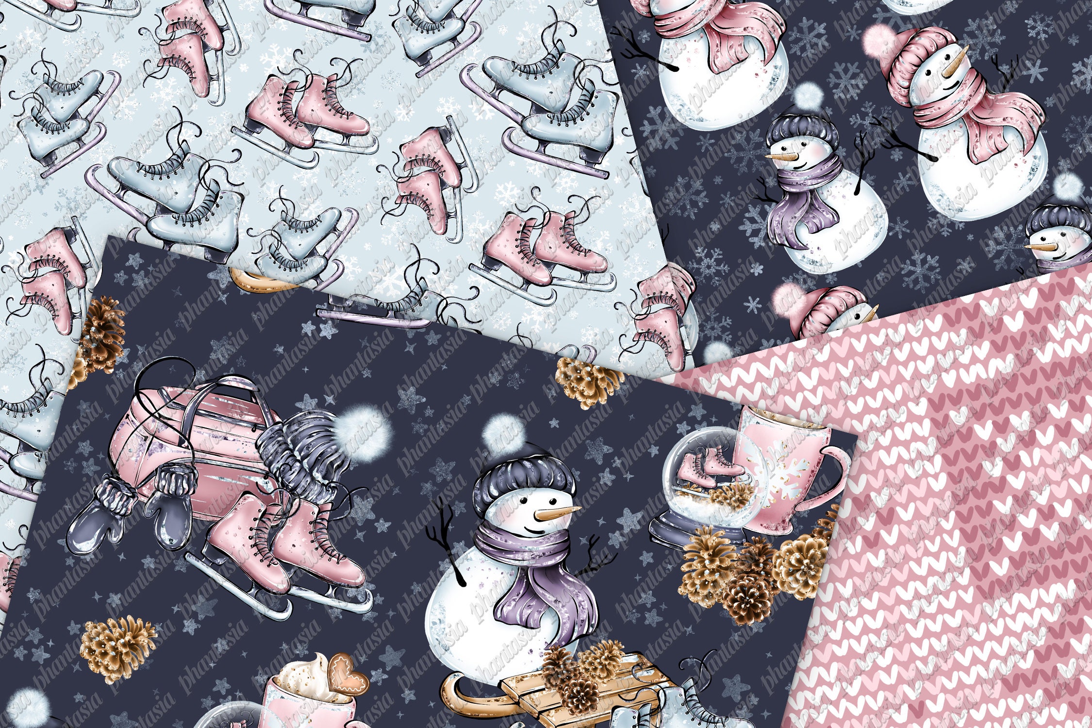 Winter Digital Papers Cute Winter Winter Girls Winter - Etsy