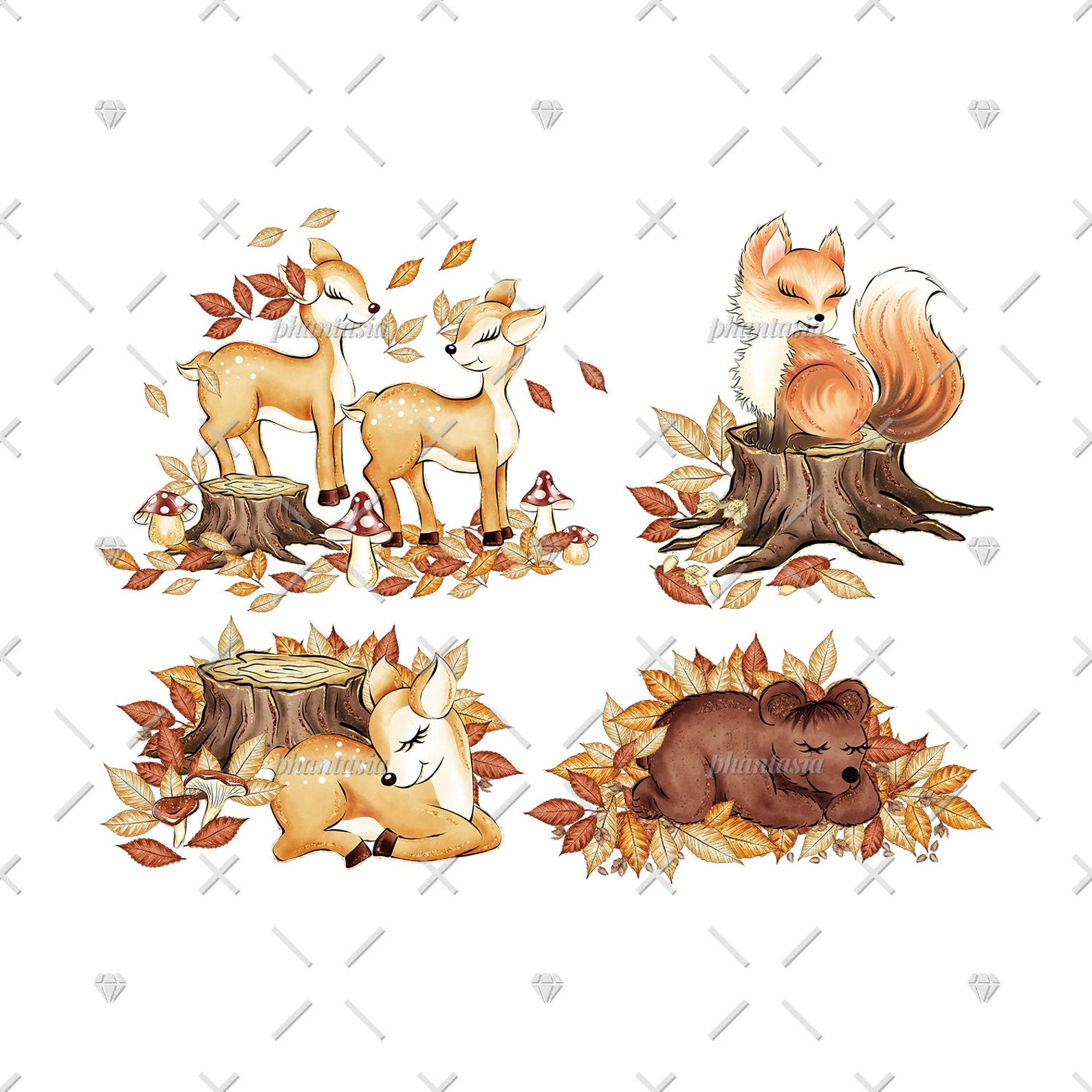 Forest Animals Clipart Set, Cute Animals, Woodland Animals, Fall ...