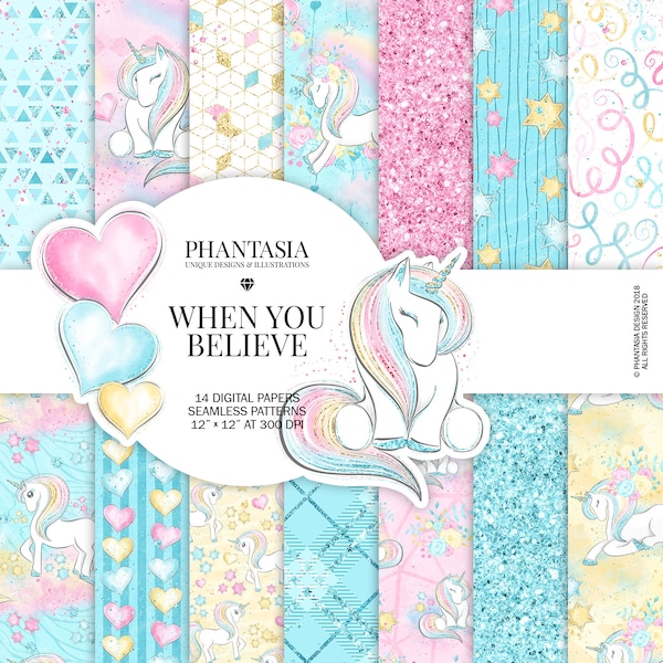Unicorn Digital Paper - Etsy